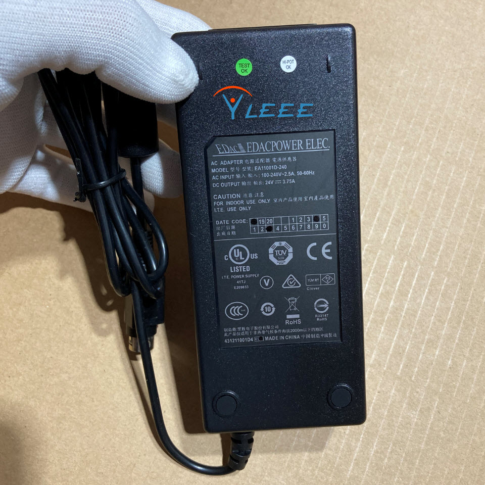 全新原装EDAC 输出24V3.75A开关电源适配器 型号:EA11001D-240 | 一乐电子