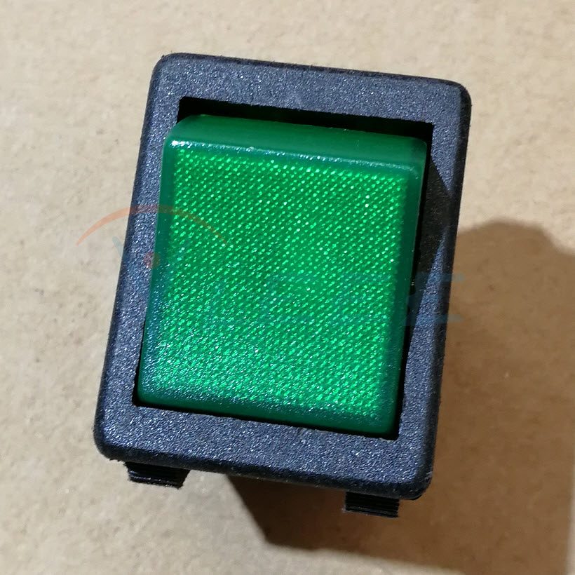 台湾PRONIC/普尼克 船型开关 R22 4脚 黑绿色带灯 16A 250V-T120 | 一乐电子