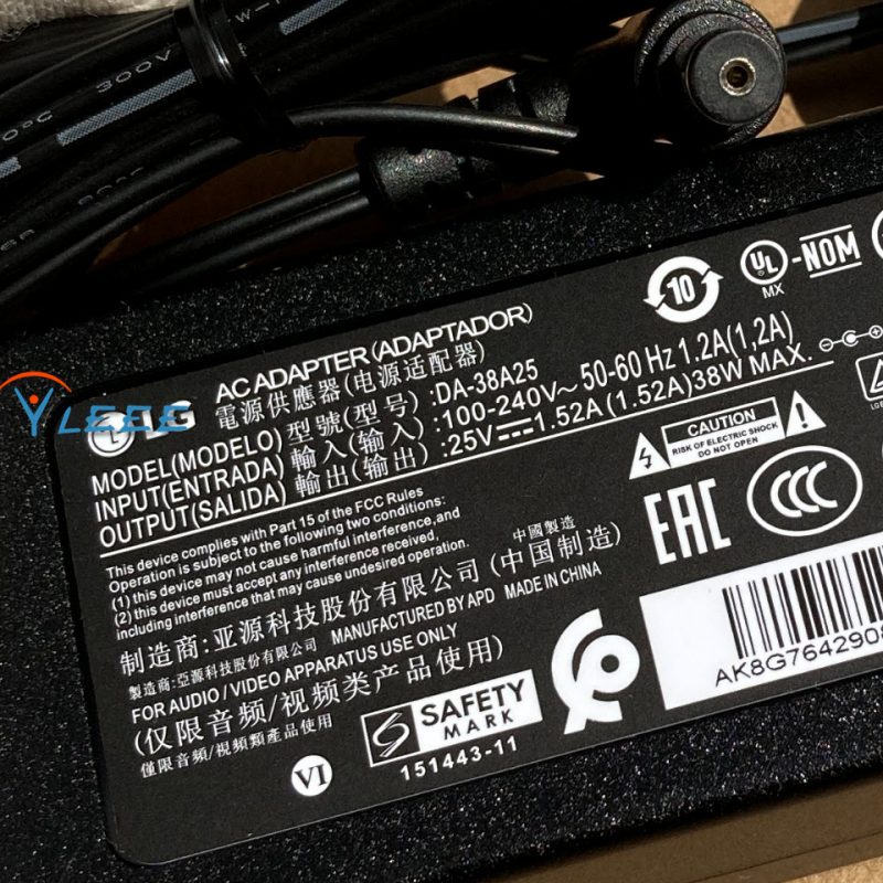 Genuine LG Soundbar Charger AC Adapter Power Supply DA-38A25 25V 1.52A ...
