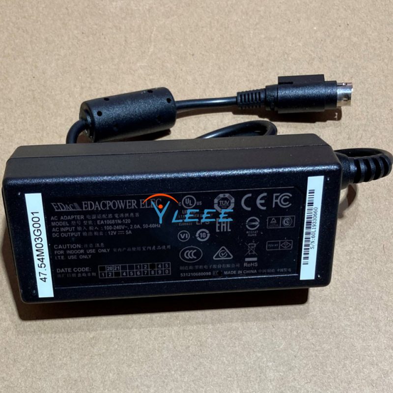 4-Pin AC Adapter Model: EA10681N-120 EDAC Power Supply 12V 5A | 一乐电子