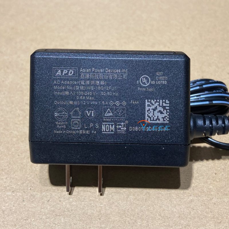 APD Asian Power Devices WB-18Q12FU1 AC Adapter 12v 1.5A 18W | 一乐电子